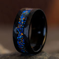 Unique Men's Wedding Band | Tungsten Opal Meteorite Ring