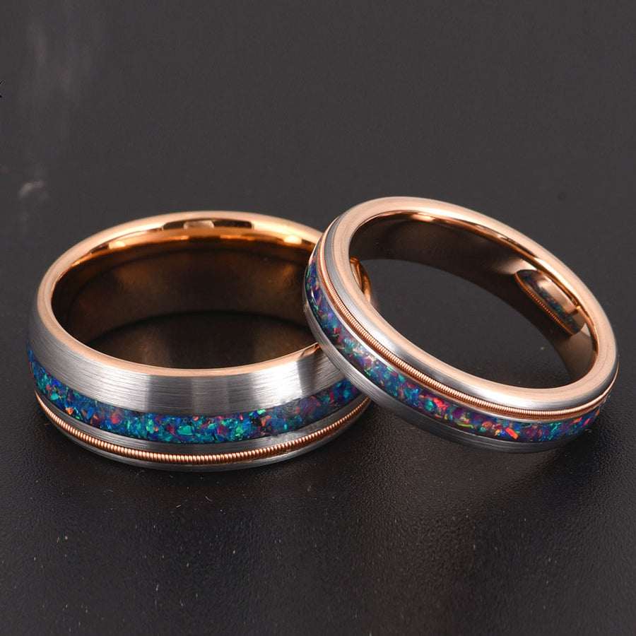 Opal Wedding Bands for Men | Opal inlay & Hypoallergenic